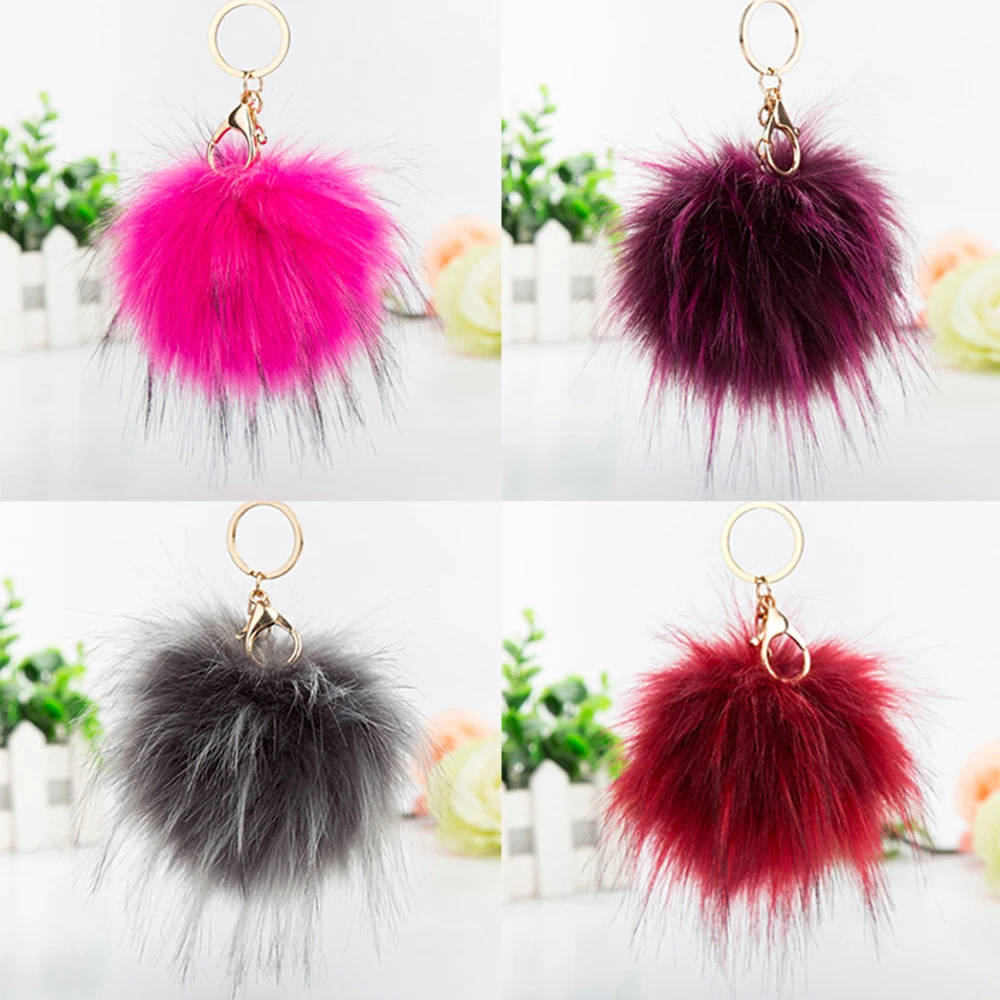 Yongze Fur Puff Fuzzy Keychains For Hanging Bags Fur Pom Pom Fox Key ...