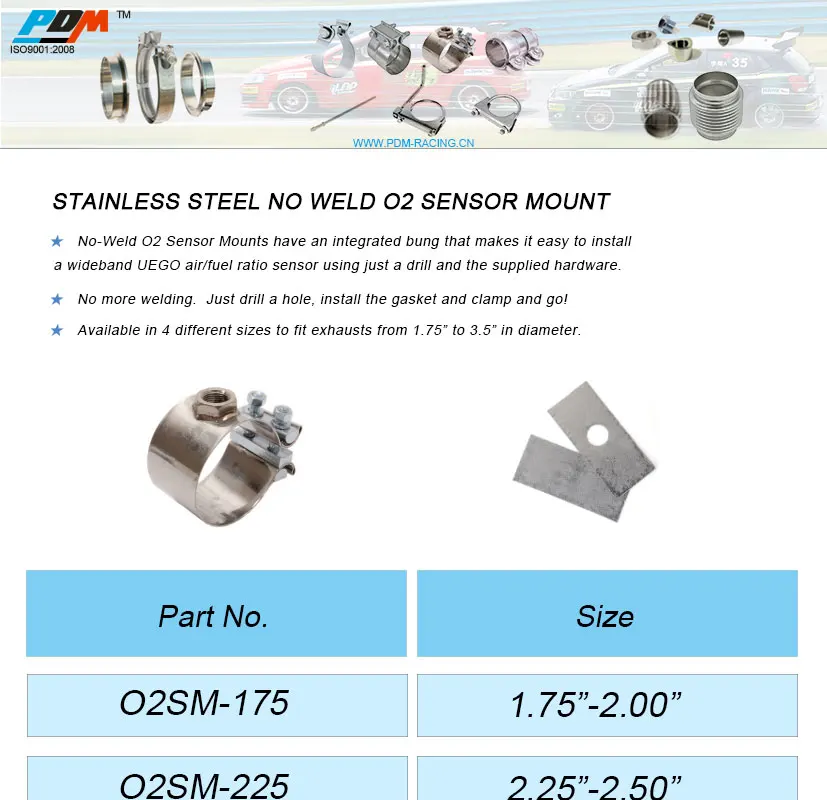 Stainless Steel No Weld O2 Sensor Mount - Buy No Weld O2 Sensor ...