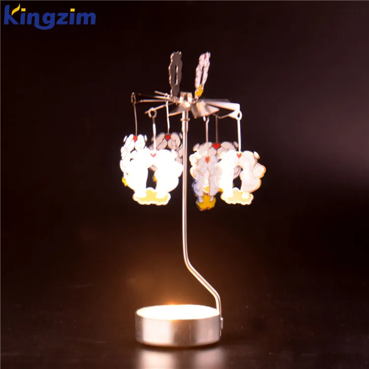 Carrousel Gift Rotary Spinning Angels Tea Light Stainless Steel Candle ...