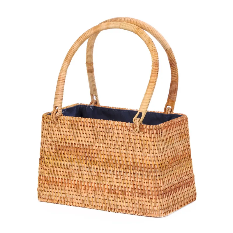 Woven Rattan Tote Basket Bag - Stylish & Durable Handbag