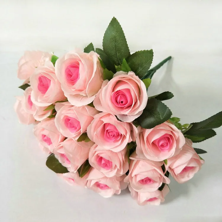 IFG Artificial 18 Heads Red Silk Roses for Wedding Bouquet