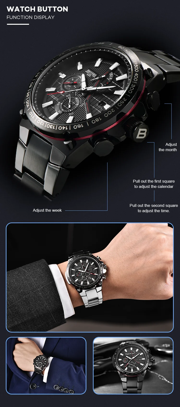 Boyzhe Custom Mens Automatic Mechanical Watch,Minimalist Wrist Watch ...
