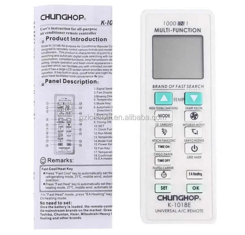 CHUNGHOP K-1018E Universal A/C Remote Control - 1000 in 1