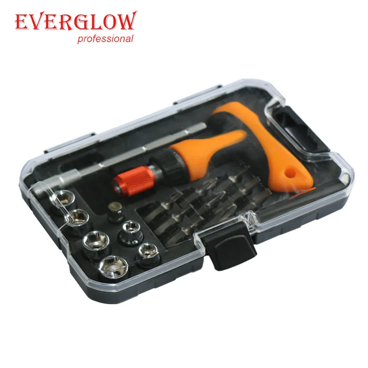 18pc T-Handle Ratchet Screwdriver Set - Professional Tools