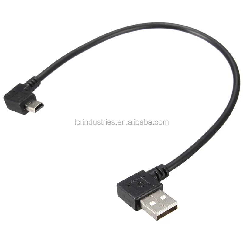 90 Degree Left Right Angle Mini USB Cable Mini USB 2.0 Data Charger ...