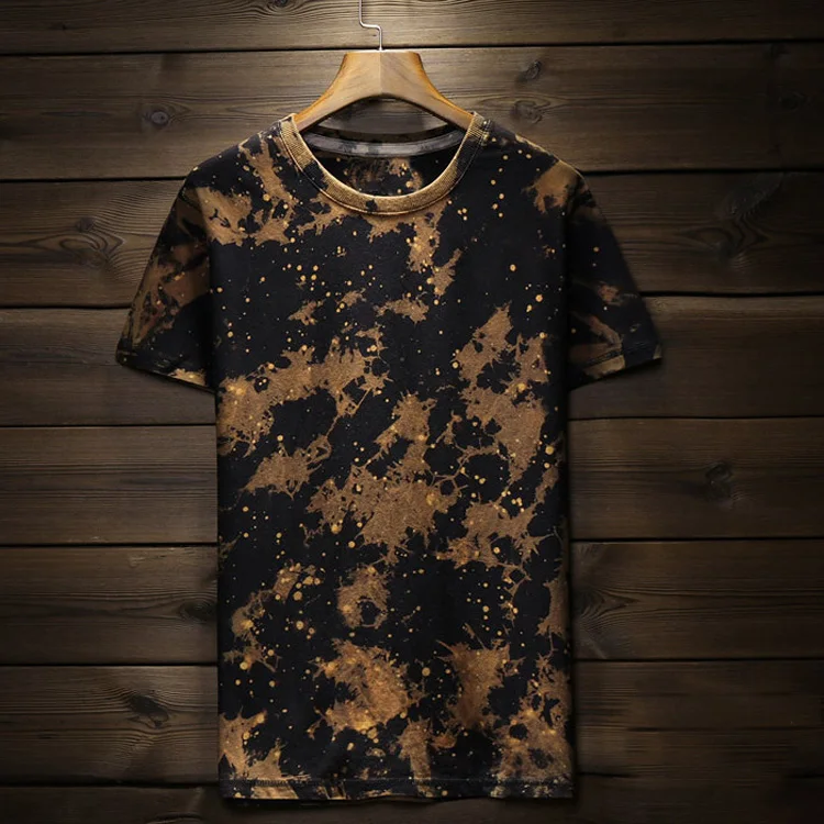 2017 New Design Splash-ink Short Sleeve Round Neck Custom Longline T ...