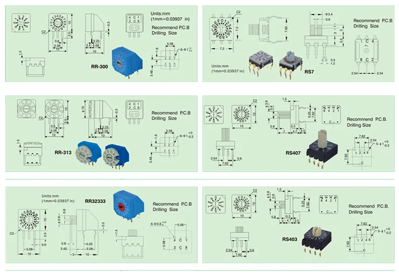 Hongju Rr3400 Waterproof Rotary Dip Switch 4 Positions - Buy Rotary Switch,4 Position Rotary ...