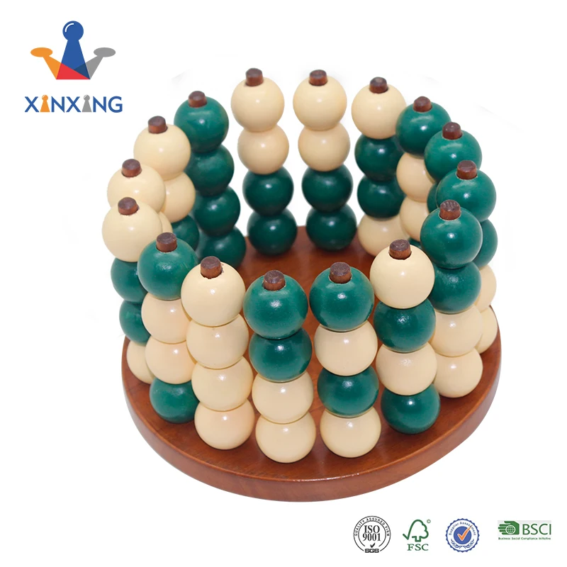 Wooden Bead Game Four In A Row Toy Connect 4 With Wood Balance Bead ...