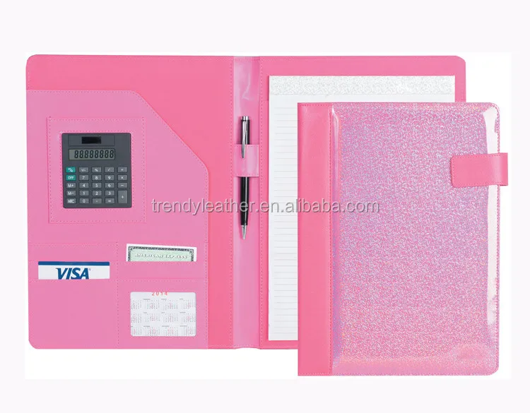 Document A4 Leather Compendium Embossing Logo PU Leather Folder