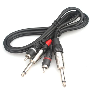Dual Rca Male Jack To Dual 6.35mm 1/4" Trs Male Plug Stereo Audio Cable ...
