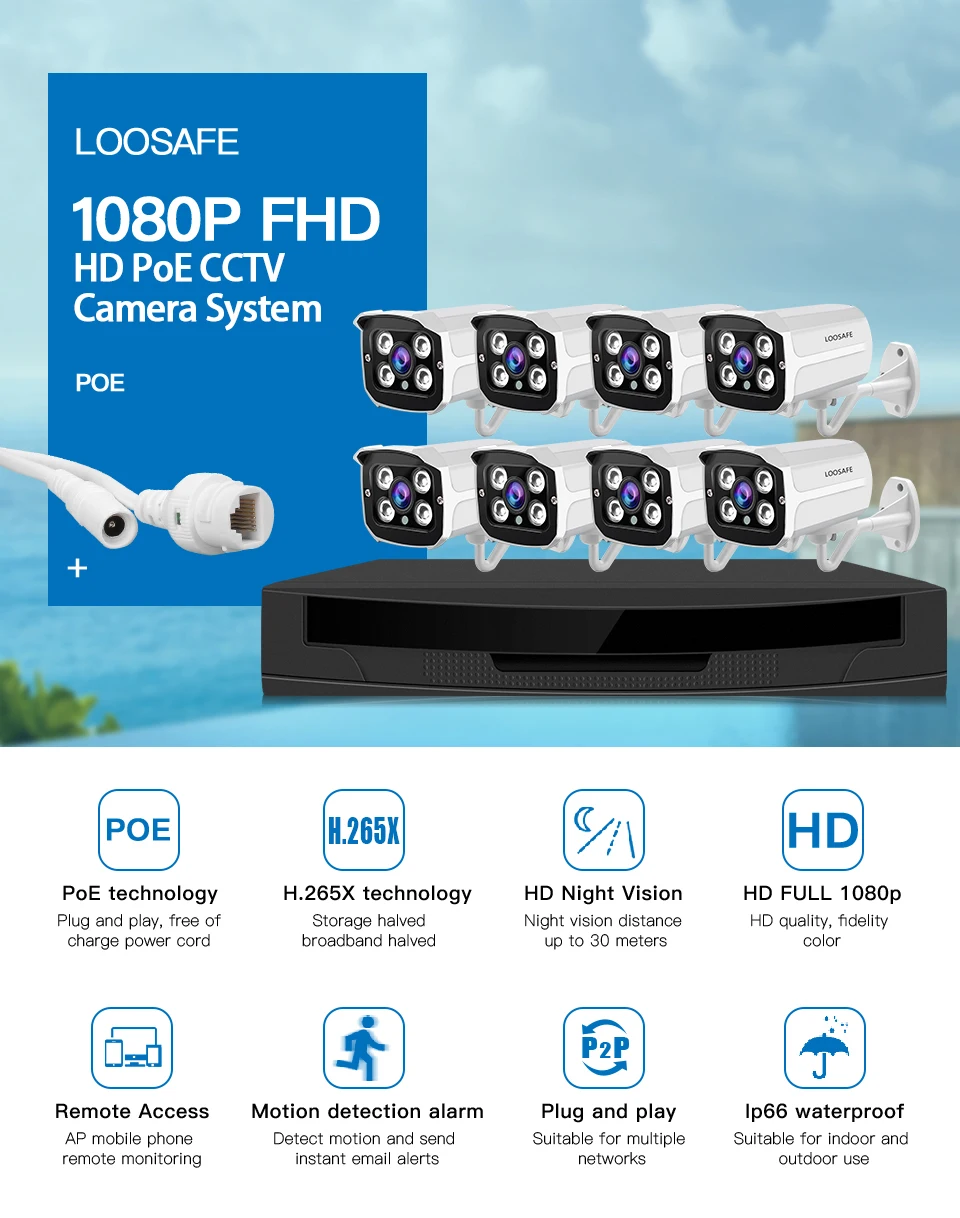 8 Channel H.264 Nvr Poe Hd 2mp Cctv Ip Cameras Kits,8ch Home Video ...