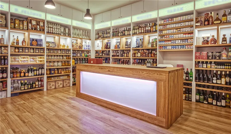 Modern MDF Wooden Spray Lacquer Liquor Store Display