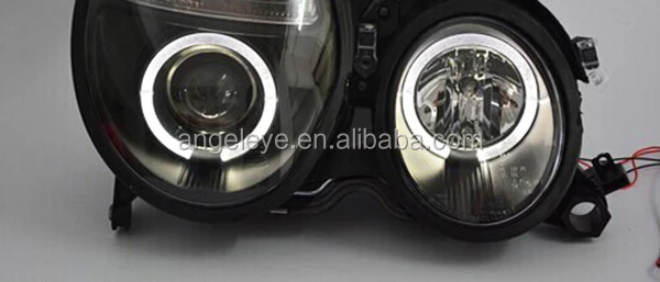 1999-2001 Year For Benz W210 E200 E230 E240 E280 E320 Led Angel Eyes Head Lamp Black Housing Sn ...
