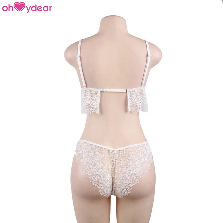 Tempting Plus Size White Sexy Bra And Briefs Set Lace Lingerie Suits Buy Bra And Briefs Set