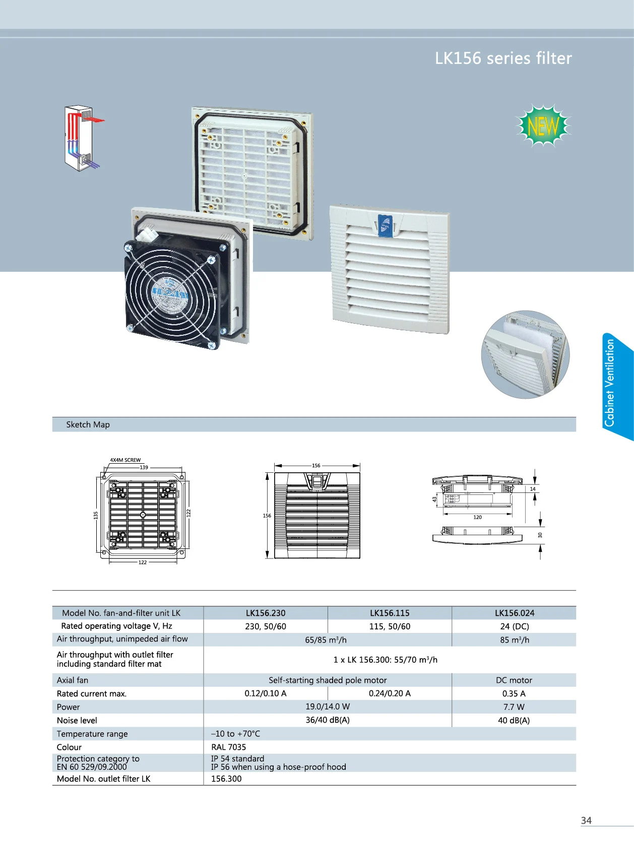 Linkwell IP54 Electrical Cabinet Ventilation Equipment Fan and Filter