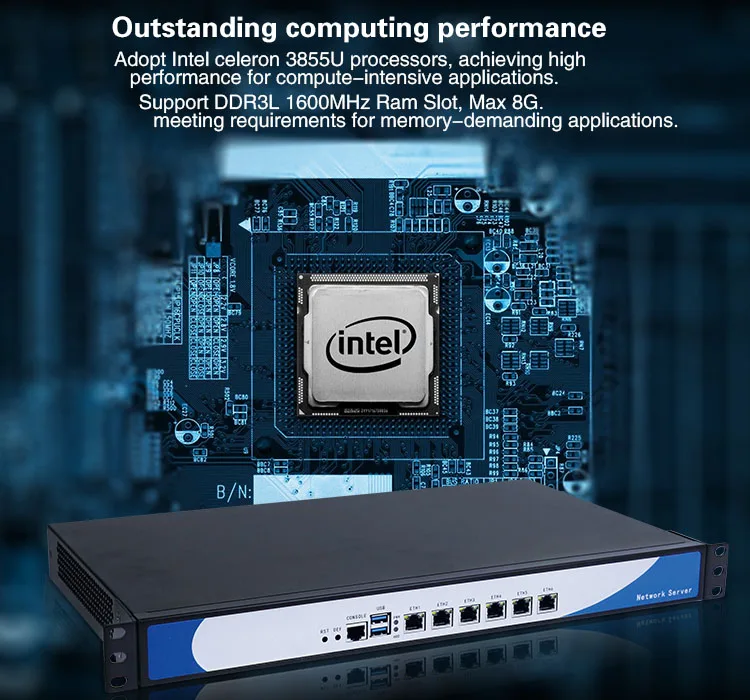 1U Rack Mount Server PC 3855U - Dual Core Linux Firewall