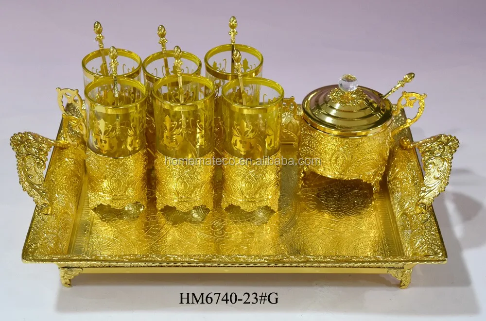Arabic Tea Cup Sets New Luxury Design Antique Metal Tea Cup Sets With ...