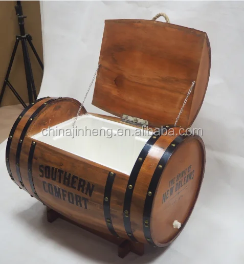 Popular 50l Retro Style Wooden Barrel Cooler Box Ice Beer Bucket Ice ...