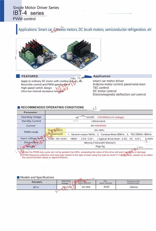 50a High Power H Bridge Motor Driver Module Ibt-4 - Buy H Bridge Motor ...