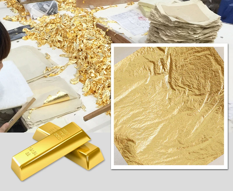 4.33 X 4.33 Cm 24k 99.9% Chinese Genuine Real Gold Sheets Beauty ...