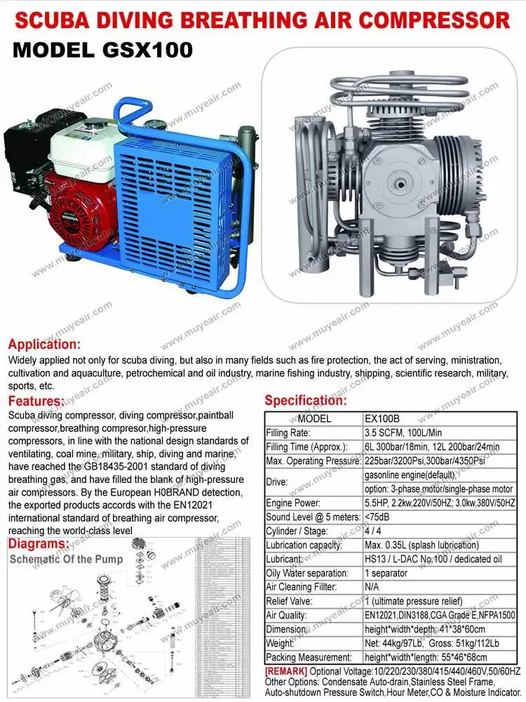 300bar Scuba Diving Breathing Air Compressor High Pressure Air ...