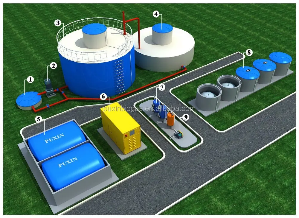 PUXIN mini biogas digester 60m3/day biogas production for pig manure ...