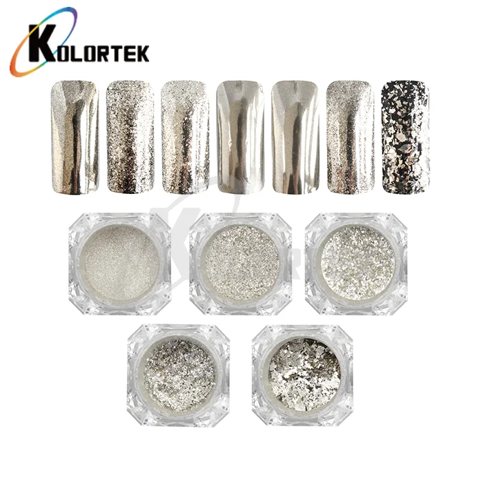 Silver Glass Flake Powder Metashine Silver Chrome Pigments Nail Powder ...