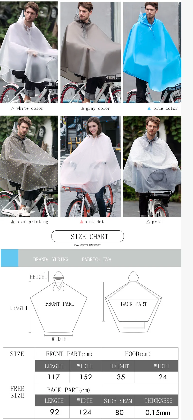 Outdoor Transparent Pvc Clear Bicycle Rainwear Rain Poncho Rainsuit For ...