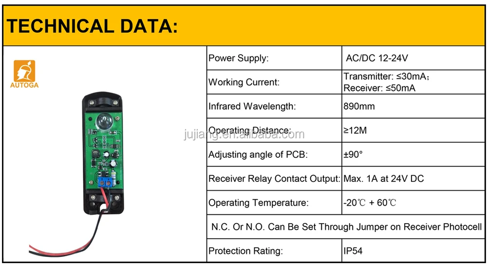 Auto Gate Electrical Infrared Beam Sensor For Barrier Gate/sliding Gate ...