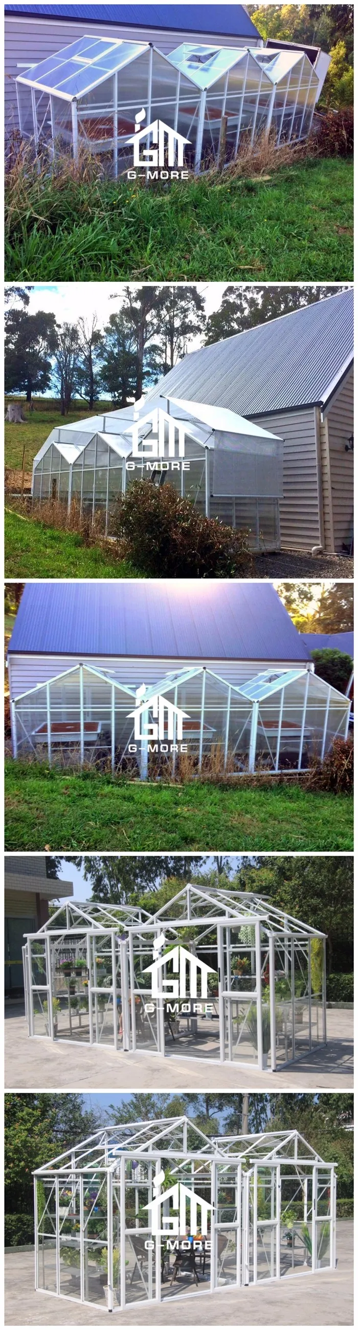 G-more Modular Multi Span Greenhouse Construction Kit 17'x10'ft - Buy ...