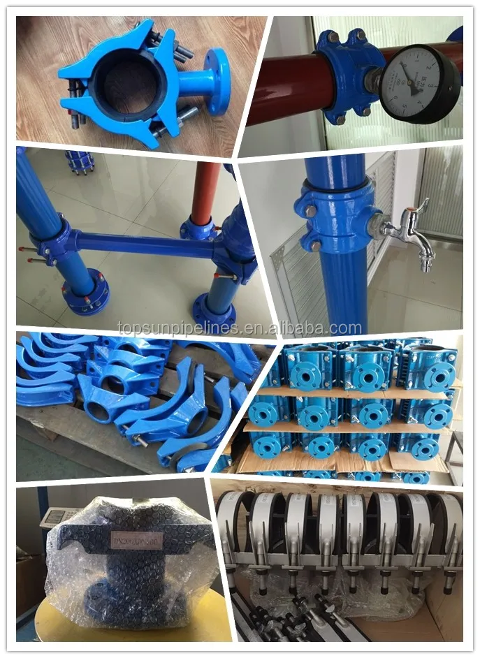 Ductile Iron Fbe Tapping Universal Pvc Saddle Clamp With Flanged Branch ...