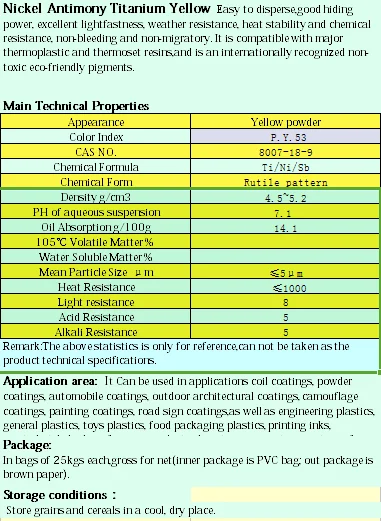 Nickel Antimony Titanium Yellow Antimony Nickel Titanium Oxide Yellow C ...