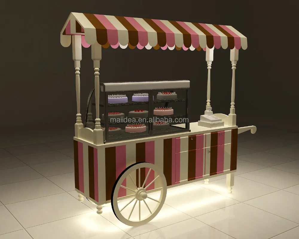 Custom Outdoor Ice Cream Vending Mobile Food Cart With Wheels - Buy ...