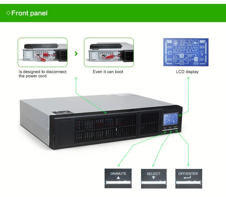 19" 2U Rack Mount UPS 1kva 2kva 3kva 110v 220v AC Output UPS