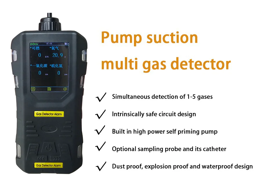 S316 Pump Suction Type Gas Detection Alarm - 4 in 1 Analyzer