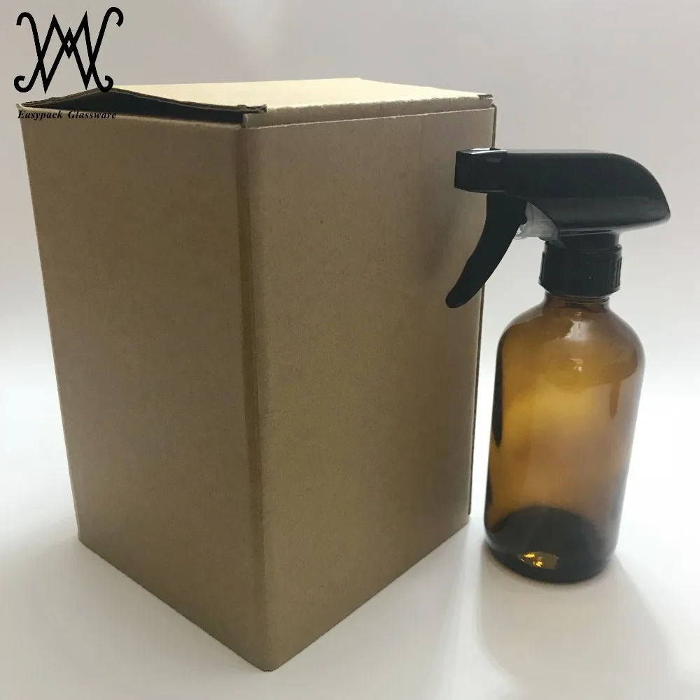 16oz Boston Round Spray Glass Bottle With Silicone Sleeve And Paper ...