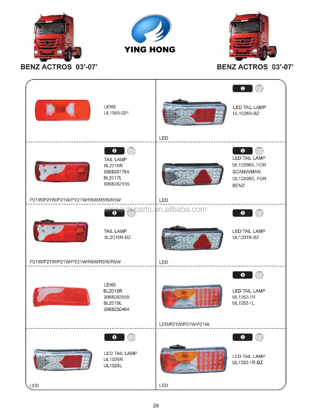 Truck Head Lamp Light 9438200361 9438200461 For Benz Actros 03-07 - Buy ...