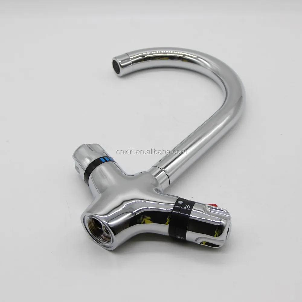 Factory Thermostatic Dual Handle Temperature Control Brass Basin Faucet ...