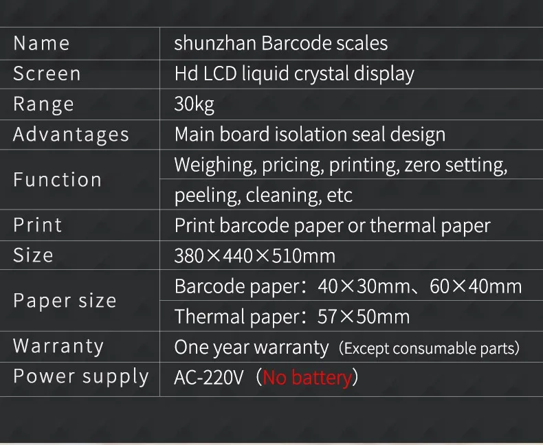 NVK 30kg TM-A Series Barcode Label Printing Scales