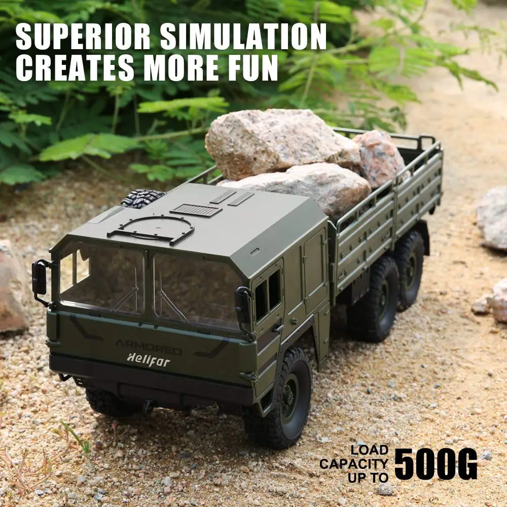 1/16 Scale RC Military Truck - 6WD off-Road Remote Control Car