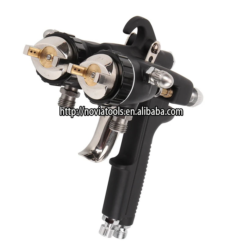 Double Nozzle Chrome/silver Spray Gun Dual Head Spray Gun - Buy Chrome ...