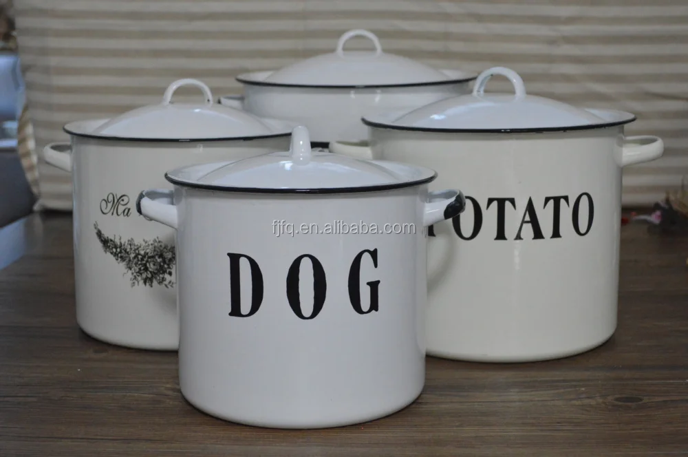 Dia 24cm Vintage Enamel Storage Pot With Lid High Capacity - Buy ...
