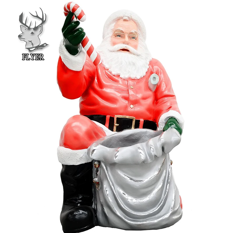 Outdoor Large Christmas Resin Reindeer Statue with Santa