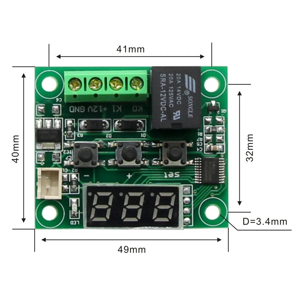 DC 12V Digital Cool/heat Temp Thermostat -50-110C W1209