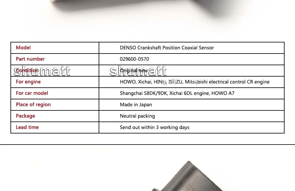 Original Crankshaft Position Coaxial Sensor 029600-0570 For Isu-zu Hi ...