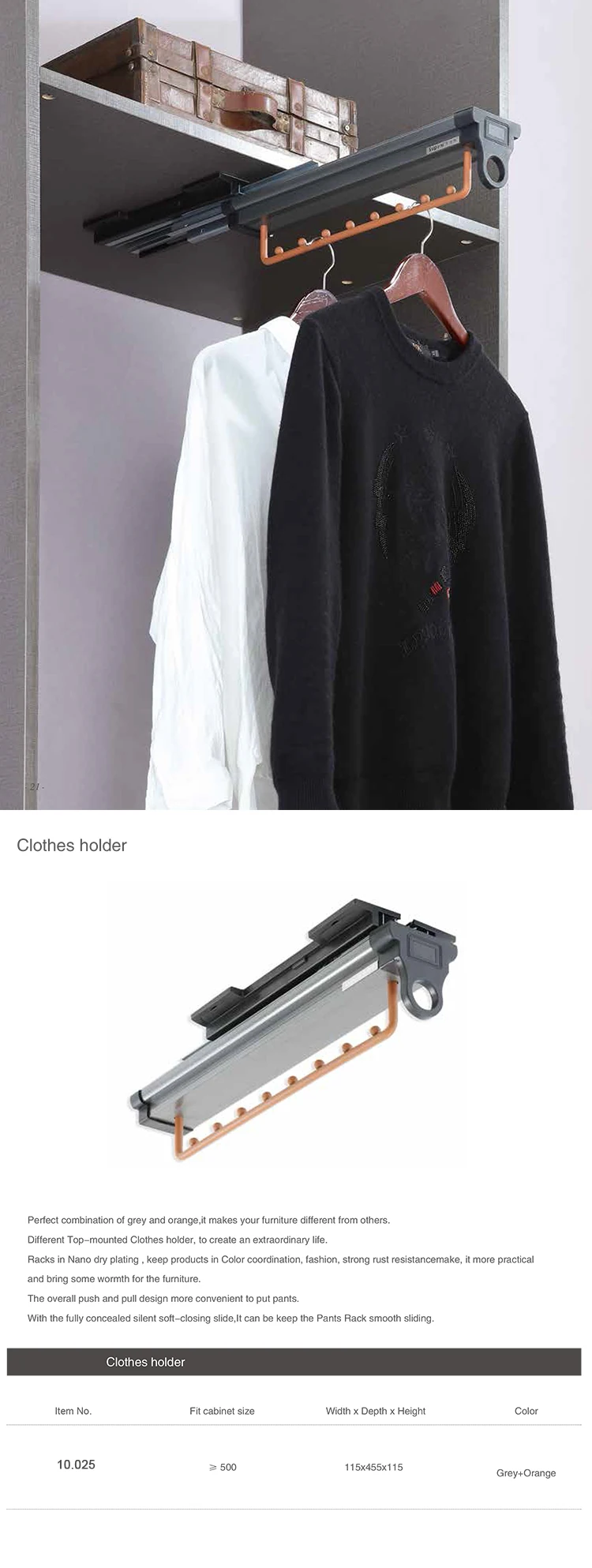 Welltop Wardrobe Put Out Sliding Hanger Holder Storage Clothes Hanger ...