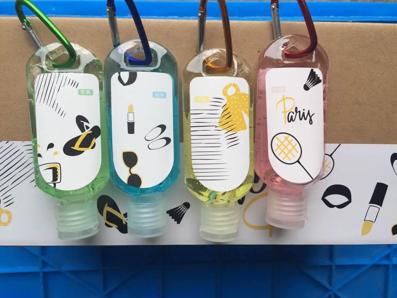 1.8 oz 50ml Chemical Hand Sanitizer Gel with Carabiner Glycerine-Based ...