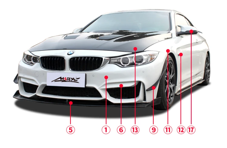 2014-2016 F32/F33/F36 4 Series M4-GT Style Body Kits for BMW