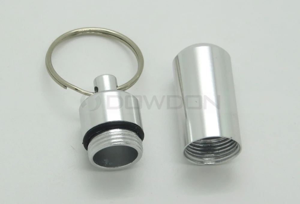 Waterproof Aluminum Keychain Pill Cylinder Box Travel Container Case