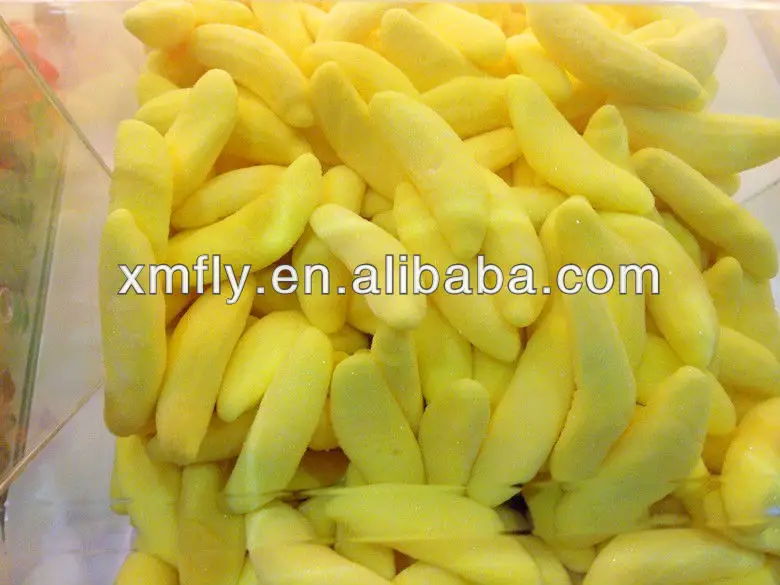 Yummy Banana Shape Sugar Coated Bulk Soft Gelatine Gummy Banana Candy ...
